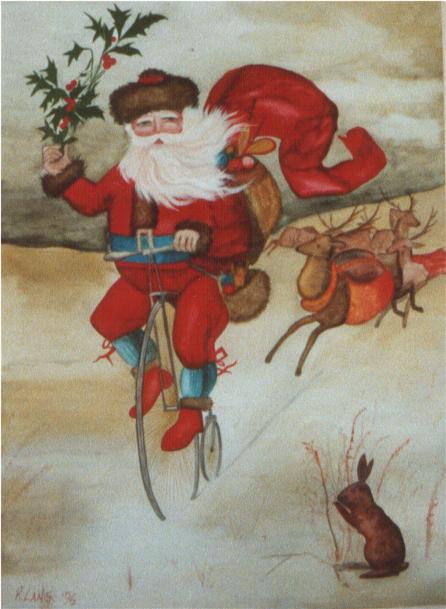 Yessy > RAYMOND LANG > Santa on bicycle